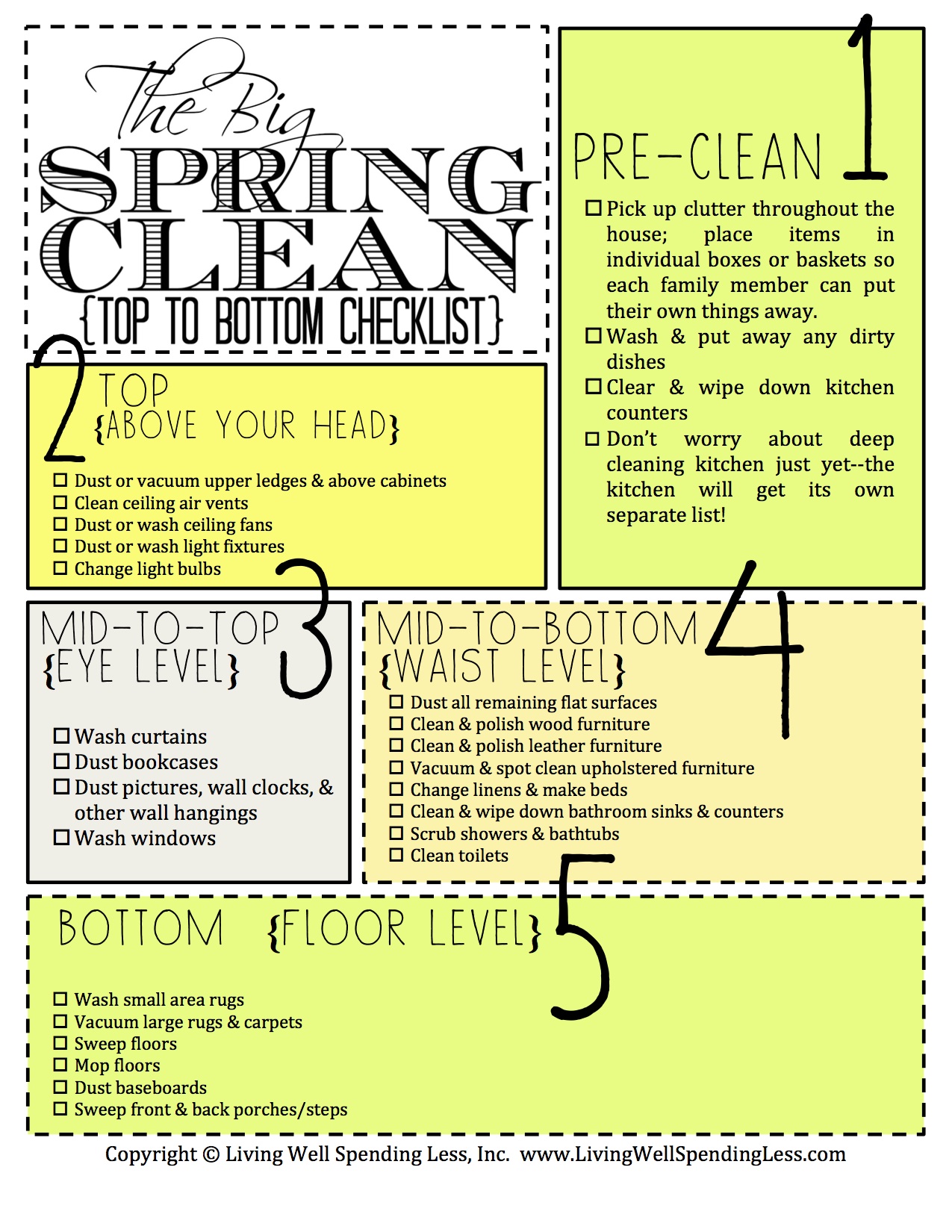 5 Awesome Spring Cleaning Checklists - Pins and Procrastination